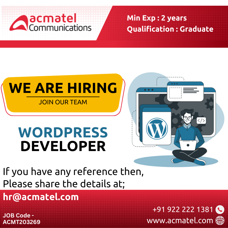 WordPress Developer Jobs - Join Our Team | AcmaTel Communications